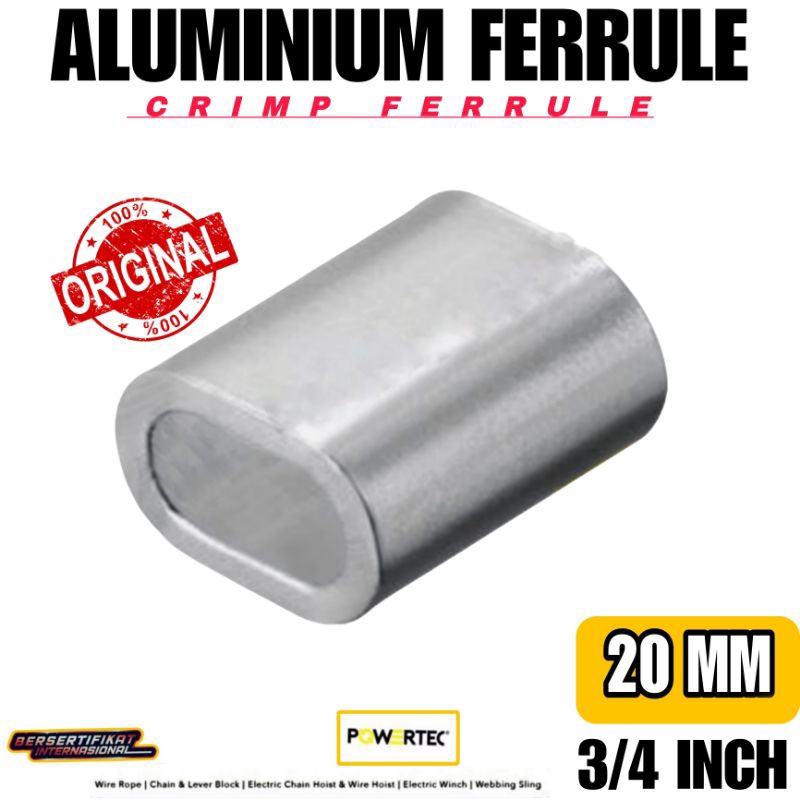 Jual ALUMINIUM FERRULE POWERTEC 20 MM - 3/4 INCH | POWERTEC CRIMP ...