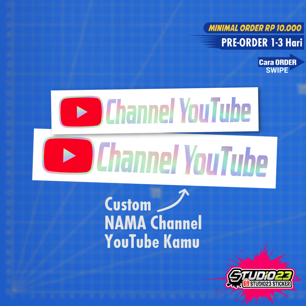 Jual Stiker Nama Youtube custom Hologram, Cutting Sticker custom nama ...