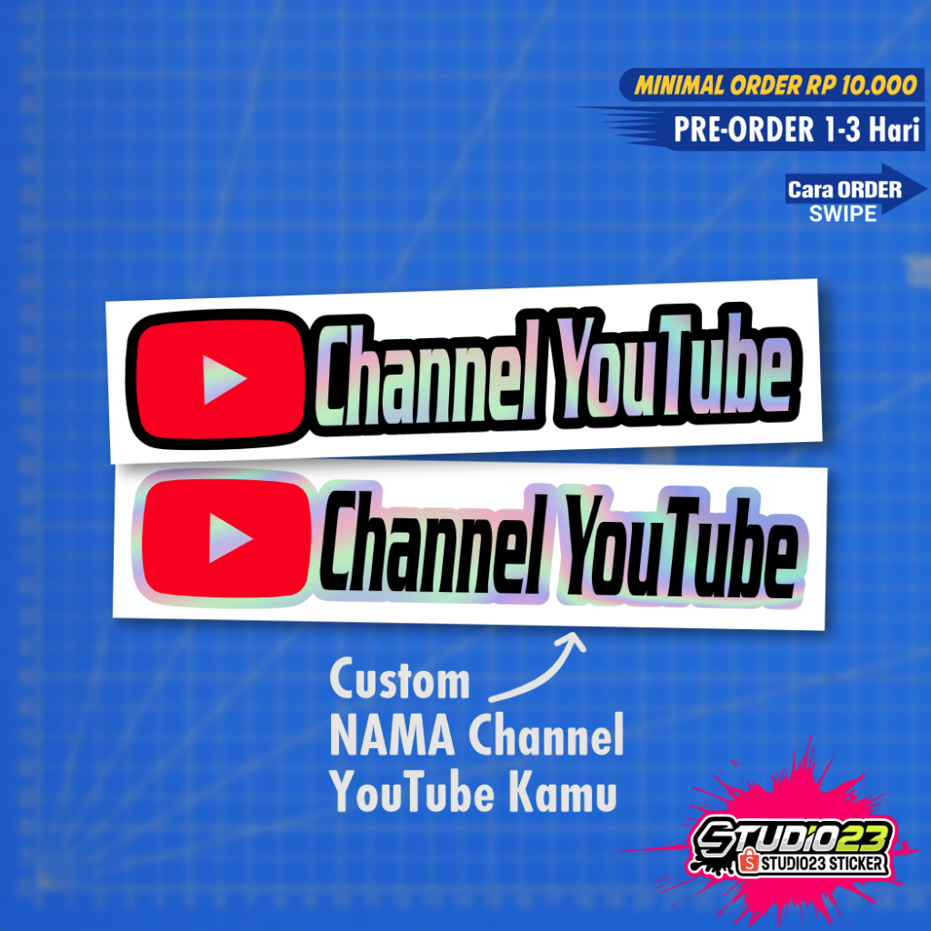 Jual Stiker Cutting nama channel YouTube Custom Hologram | Shopee Indonesia