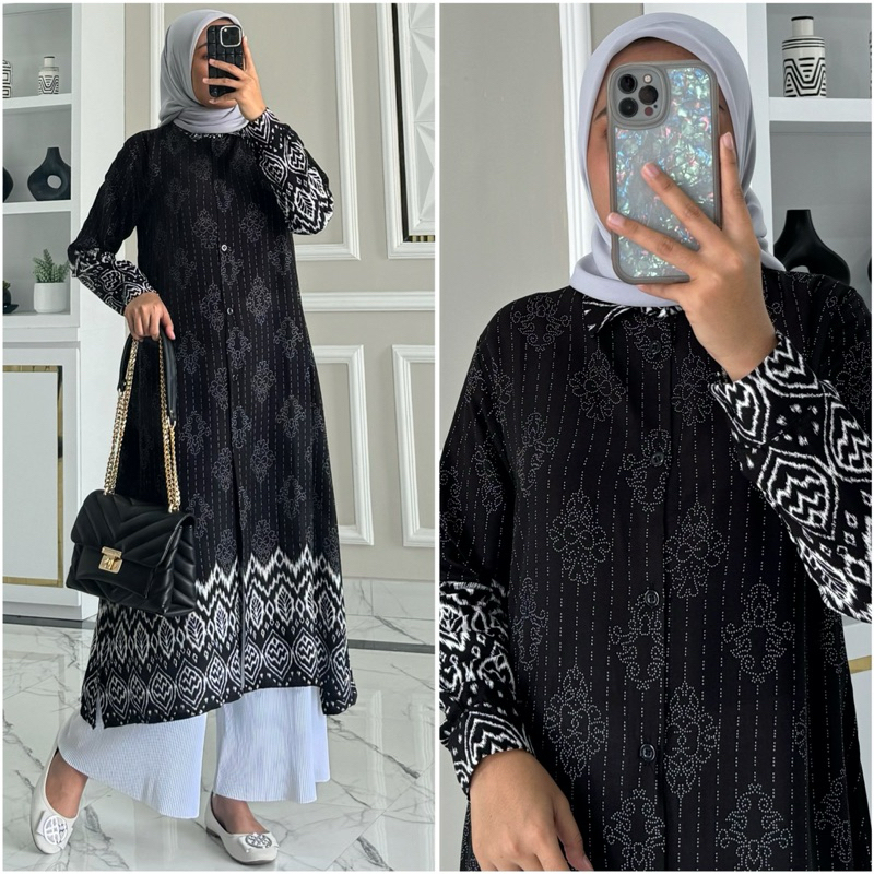 Jual LUNA Long tunik by ZALFA OUTFIT / Long tunik rayon motif | Shopee ...