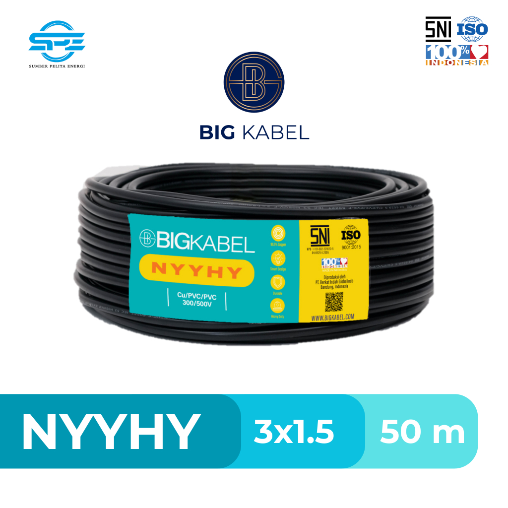 Jual BIG Kabel NYYHY 3x1.5mm - 50 meter (Hitam) | Shopee Indonesia