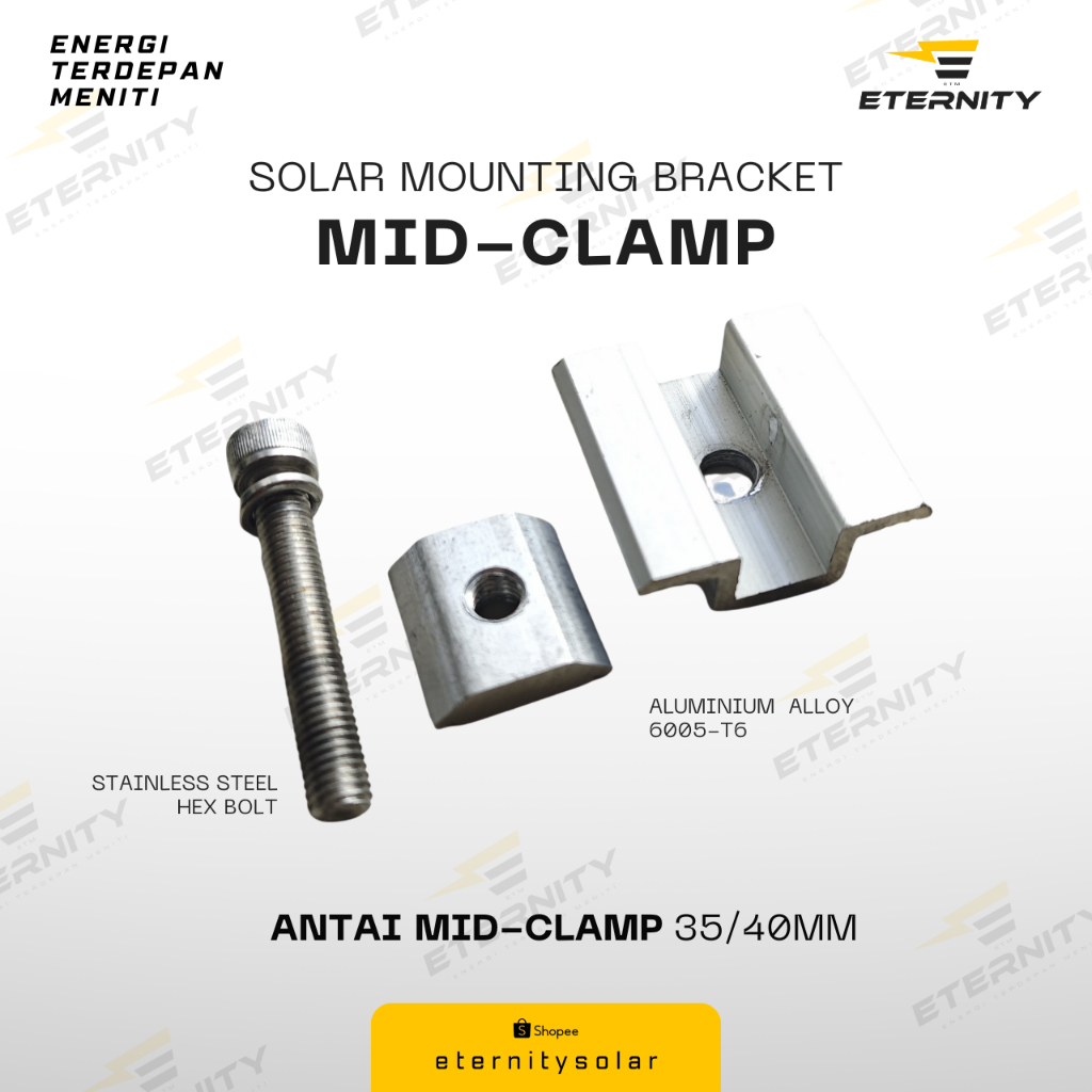 Jual Antai Solar Panel Mounting Middle Mid-Clamp 35/40 mm | Shopee ...