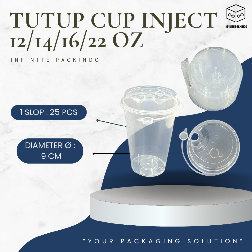 Jual (ISI 25 PCS) Tutup Gelas Plastik Cup Injection (PP) Datar 12oz ...
