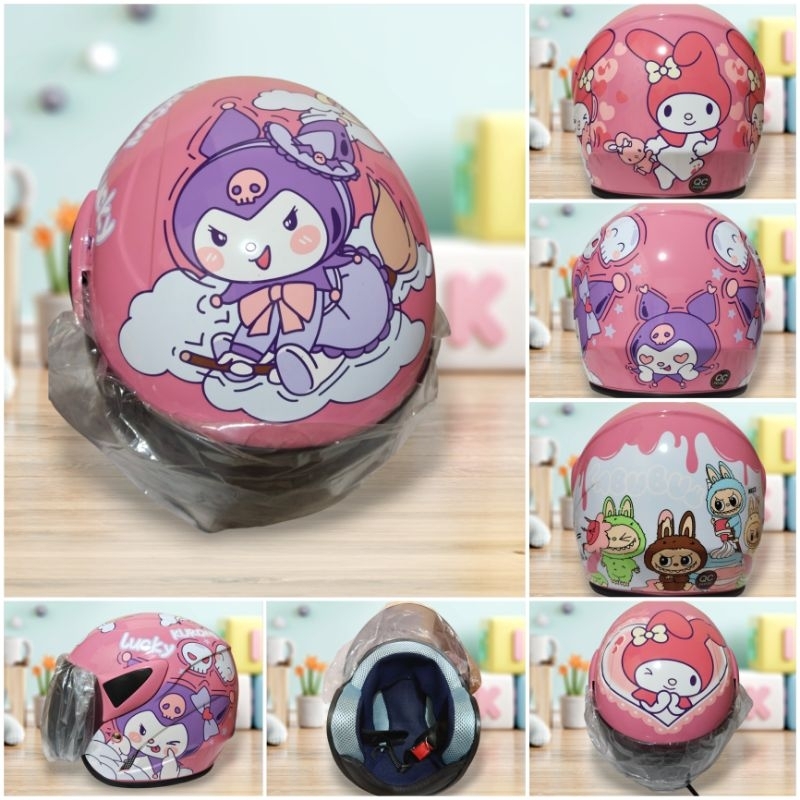 Jual Helm Anak Cewek Perempuan Karakter Kuromi Labubu Melody 3-7 Tahun ...