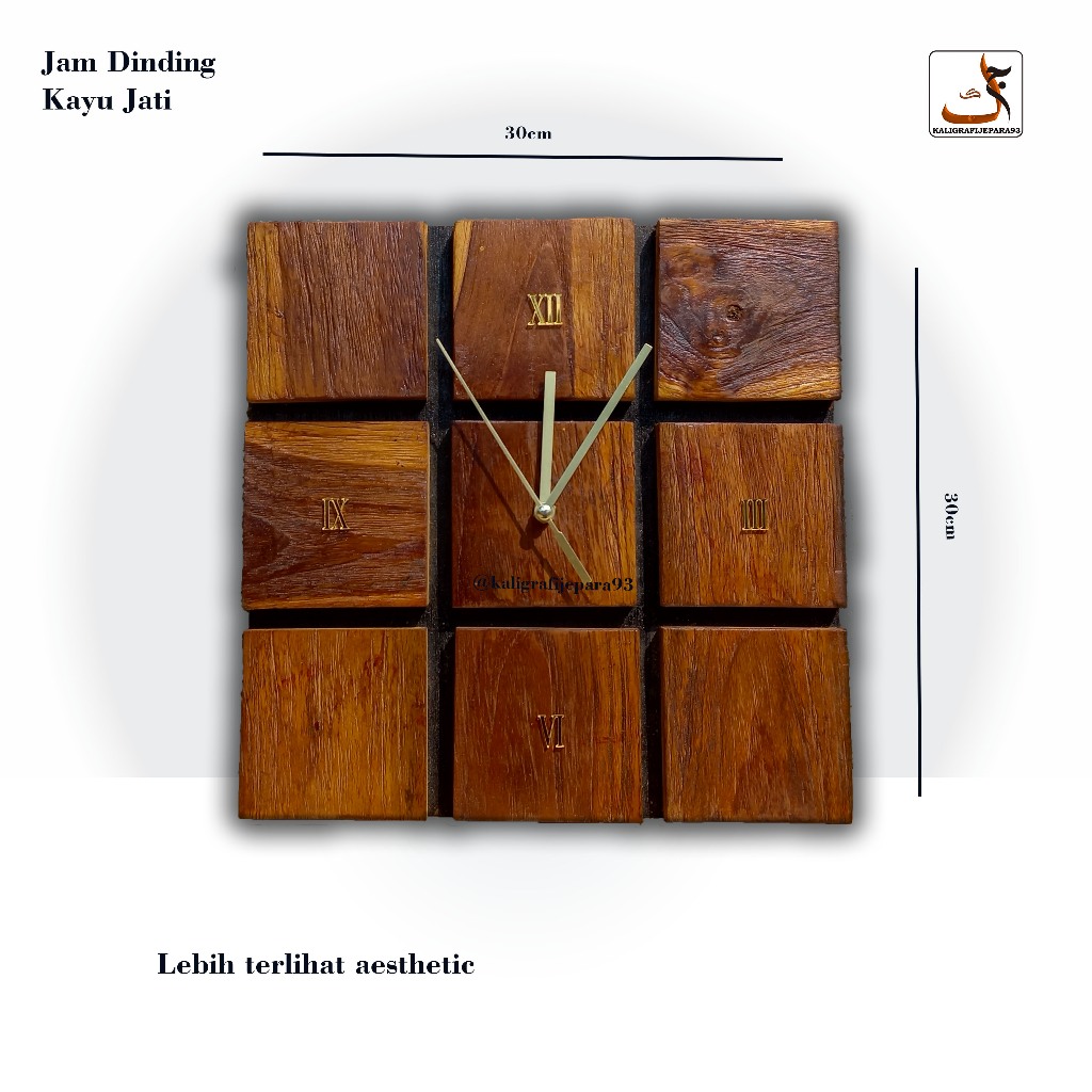 Jual Jam Dinding Aesthetic Kayu Jati, Jam Dinding Unik Industrial ...