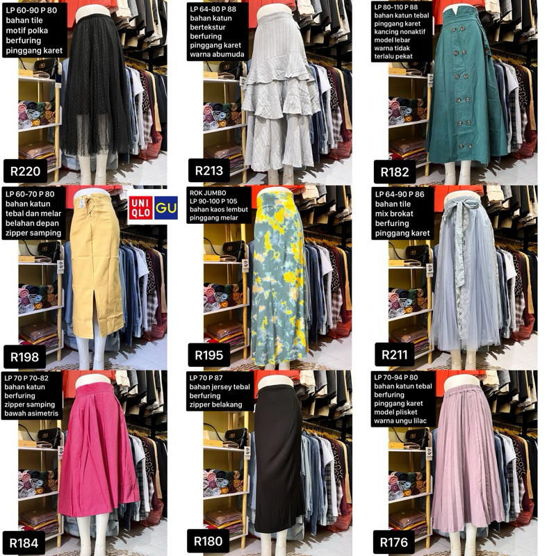 Jual ROK PANJANG ROK MIDI 7/8 K0REAN SKIRT ROK BUNGA BUNGA ROK POLOS ...