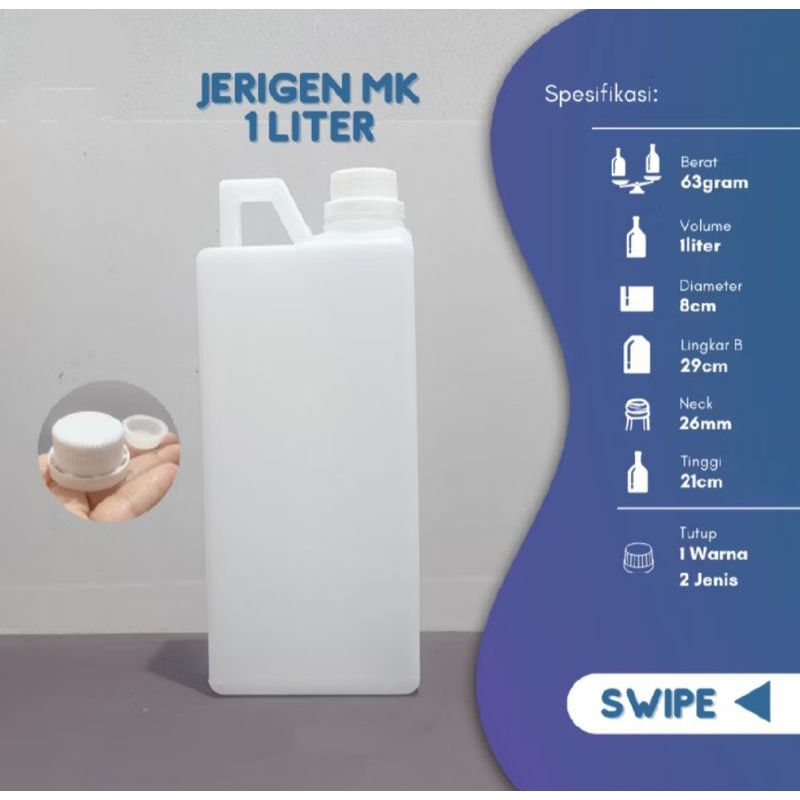 Jual Jerigen Kotak 1 Liter Putih Transparan / Jerigen Plastik Tinggi ...