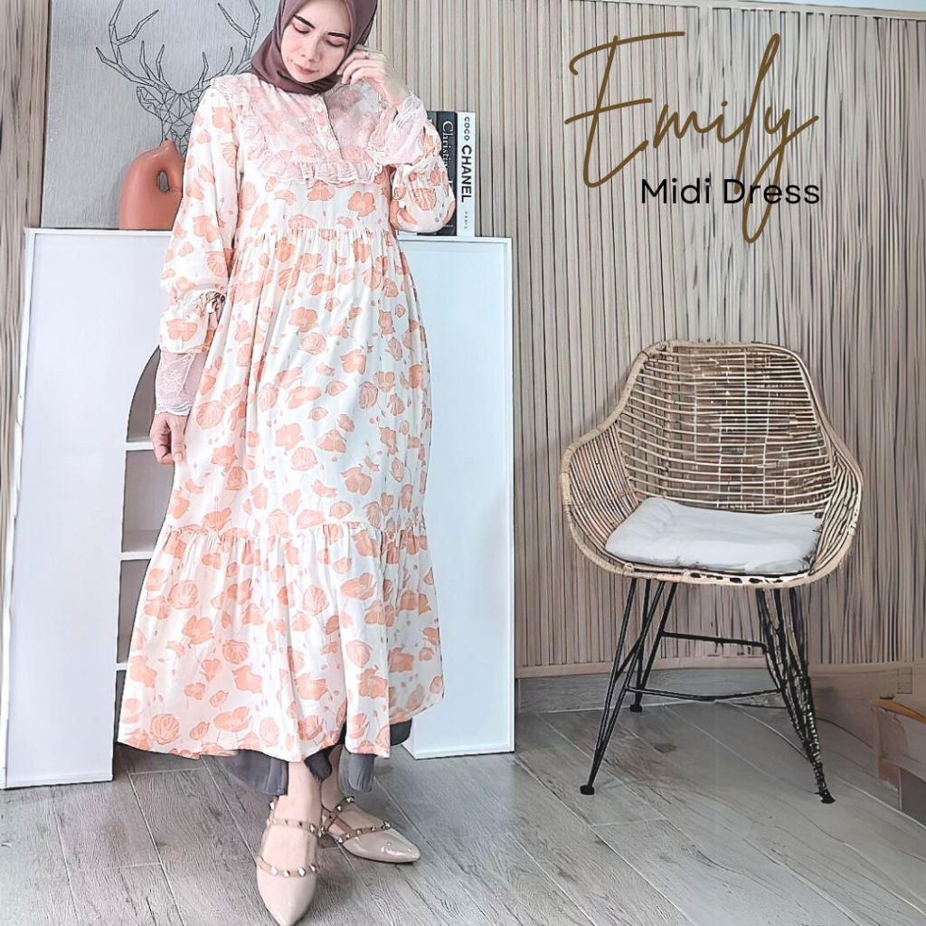 Jual FhanzaProject - Emily Midi Dress Raya Series Season 3 Long Tunik ...