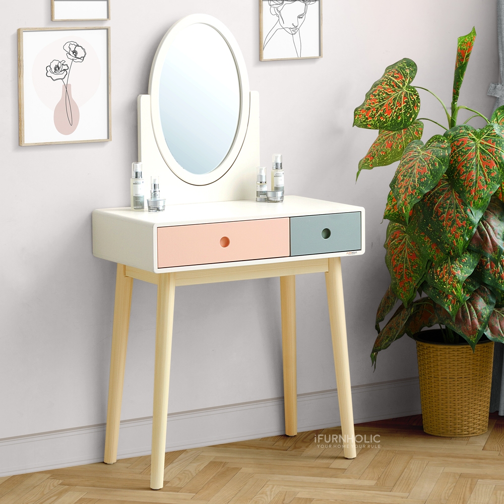 Jual IFURNHOLIC Jovita Vanity Table | Meja Rias Kayu Aesthetic | Meja Make up Minimalis | Mirror ...