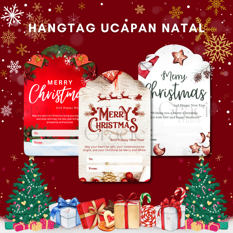 Jual hangtag ucapan natal tahun baru hang tag greeting merry christmas ...