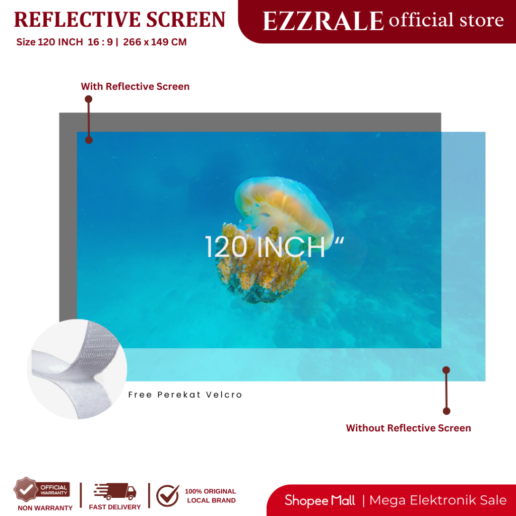 Jual Layar Reflective Screen 80 Inch | 100 Inch | 120 Inch High Quality ...