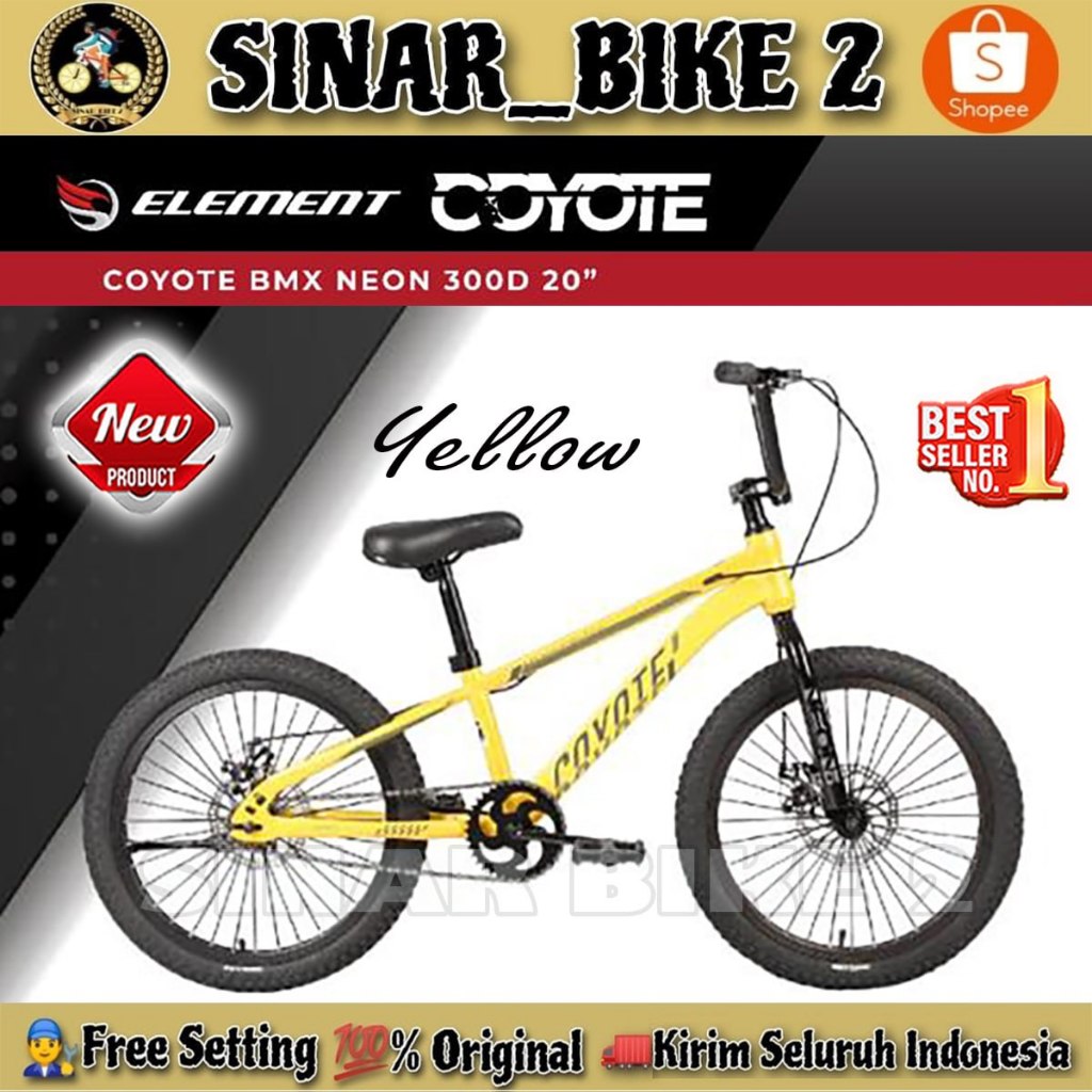 Jual Sepeda Anak BMX ELEMENT COYOTE NEON 300D Disk Brake/ Rem Cakram Ukuran 20 inch | Shopee ...