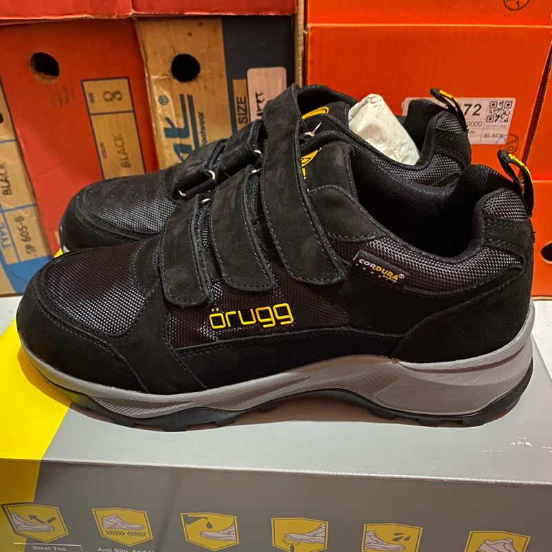 Jual Sepatu Safety Orugg Sport Velcro ORG-2311002 Black/Grey | Shopee ...