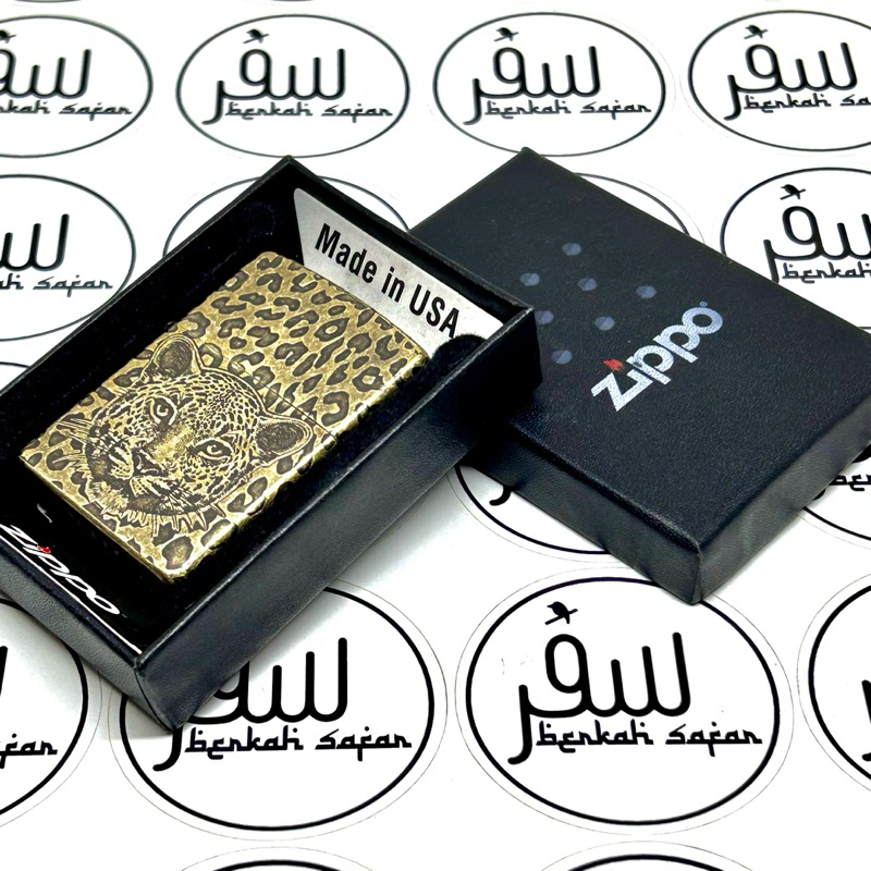 Jual Zippo Gold Antique Leopard Engraved Original | Shopee Indonesia