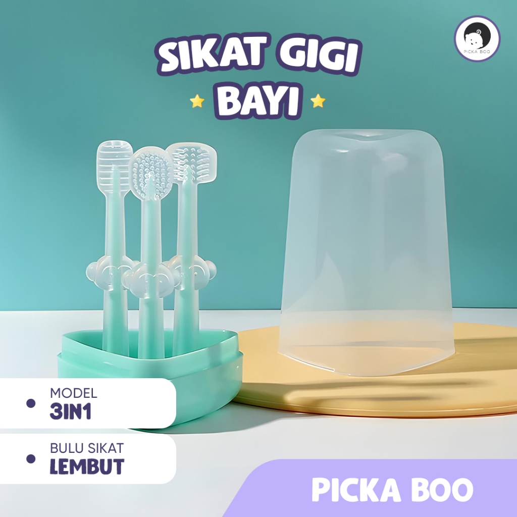 Jual PICKA BOO Sikat Gigi Lidah Bayi 3 in 1 Pembersih Lidah Bayi Bahan ...