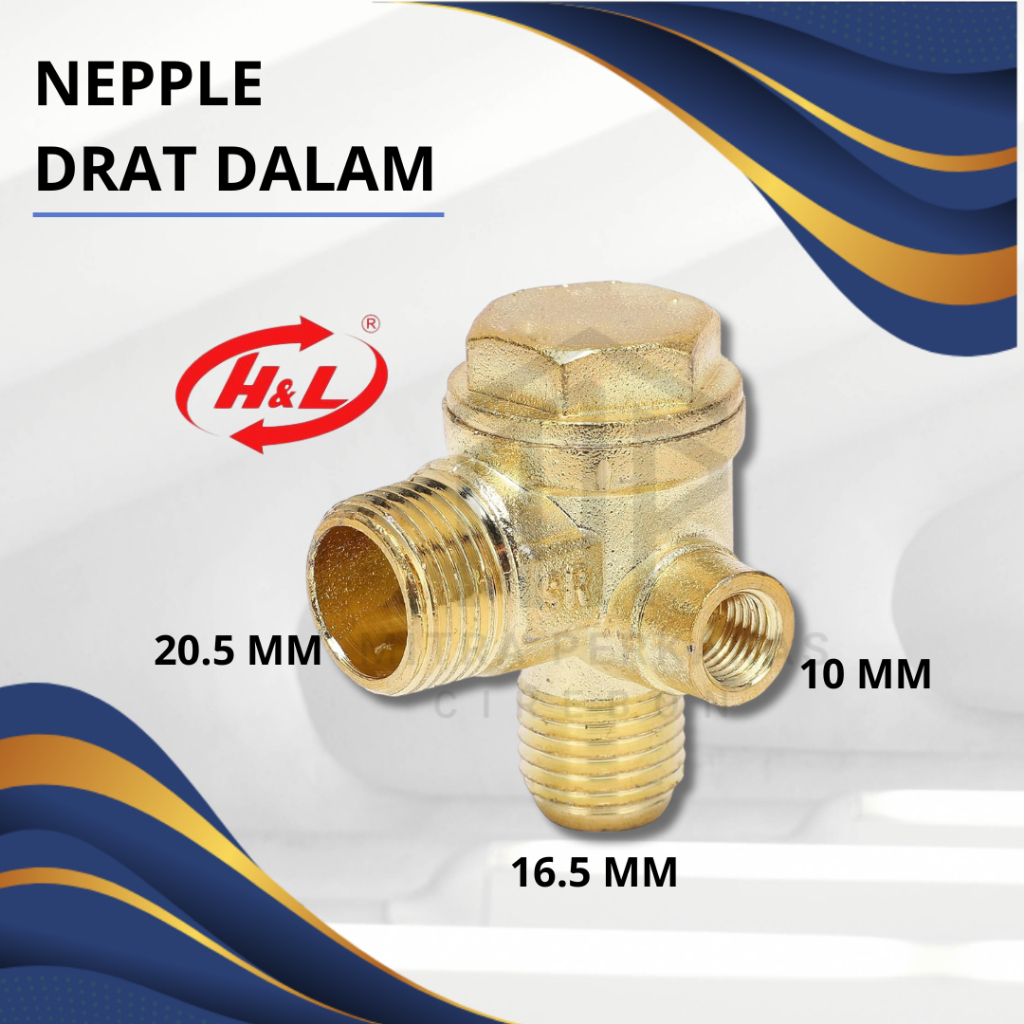 Jual H&L Neple Drat DALAM Kompressor Nepel nepple 3 Cabang Kuningan ...