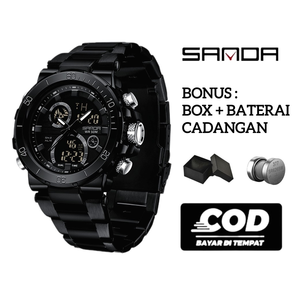 Jual Jam Tangan Pria SANDA 6175 Anti Air 100% Original DigitalAnalog ...