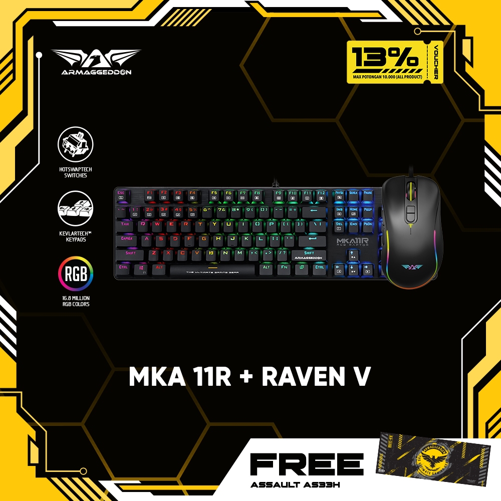 Jual Armaggeddon Combo Mechanical Keyboard MKA-11R RGB Raptor + Mouse ...