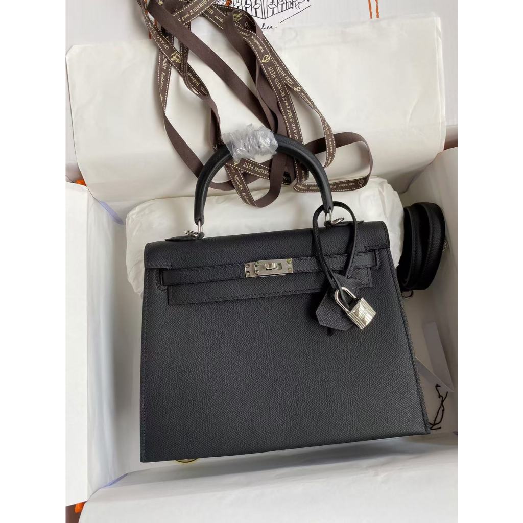 Jual Herm*s Black Eom Silver Buckle Kelly 25cm | Shopee Indonesia