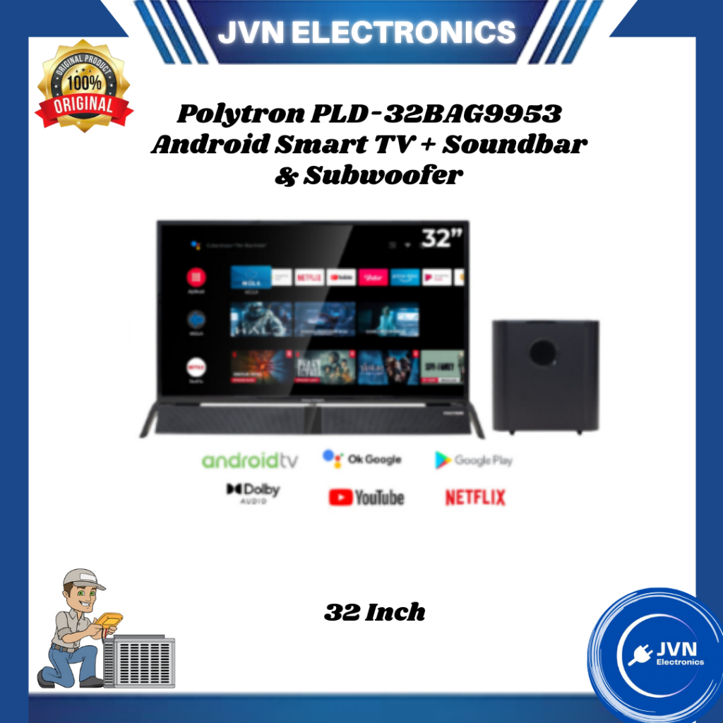 Jual Polytron PLD-32BAG9953 32 Inch Android Smart TV + Soundbar & Subwoofer | Shopee Indonesia