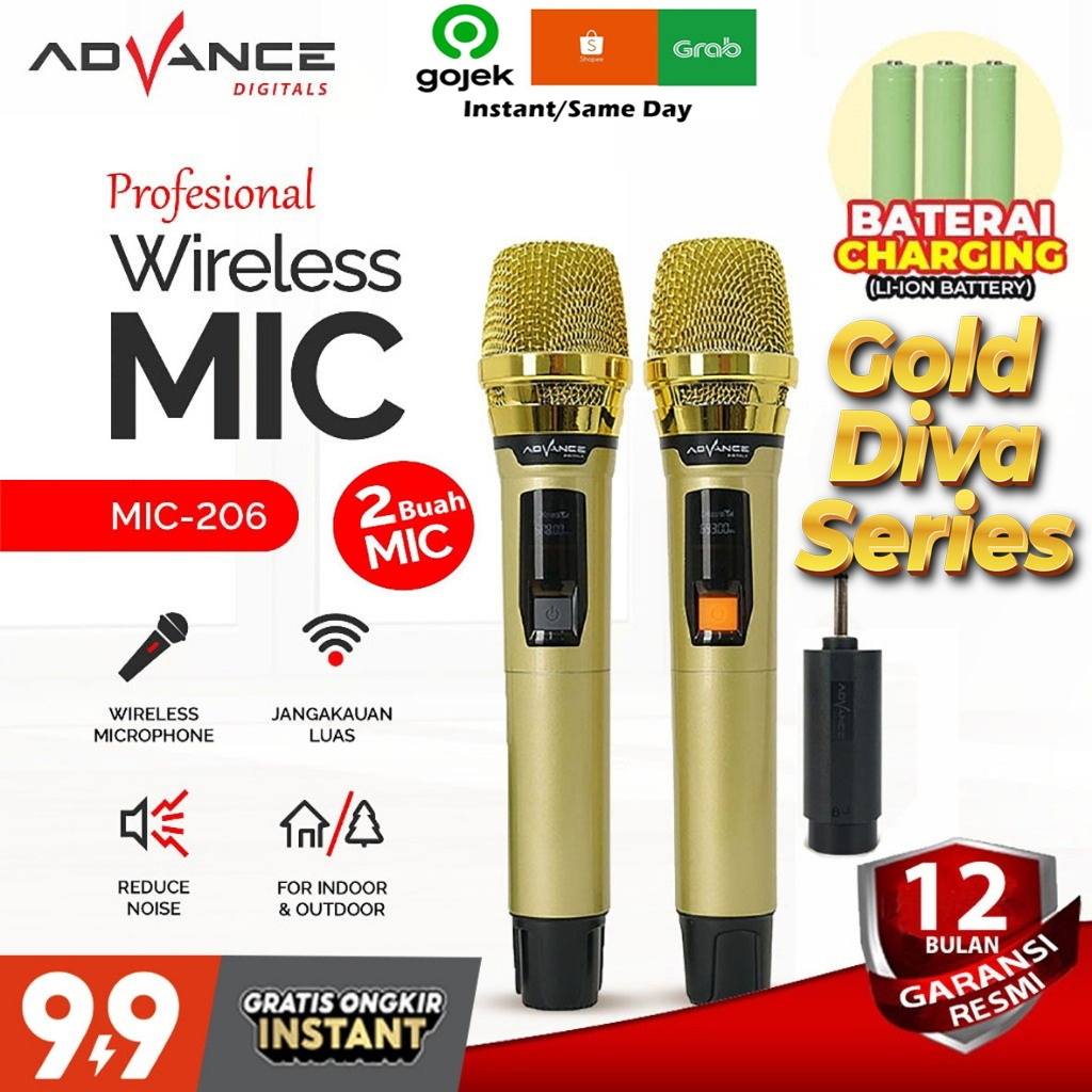 Jual 【Free Buble Wrap】Microphone ADVANCE MIC-206 Mic Wireless Duo ...