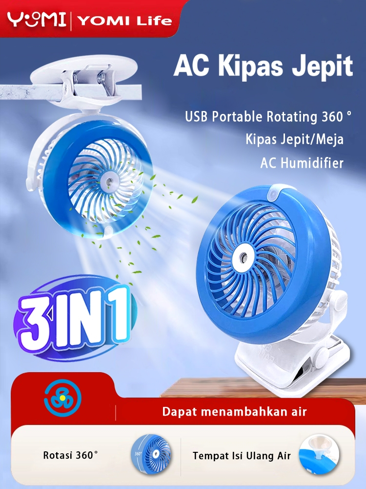 Jual Kipas AC Mini Jepit/Meja/duduk Portable Rotating Air Coller ...