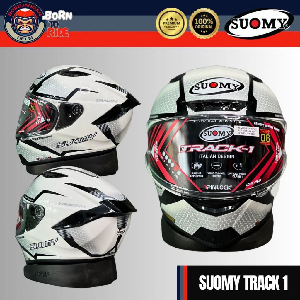 Jual SUOMY HELM TRACK 1 REACTION - WHITE BLACK - HELM SUOMY FULL FACE ...