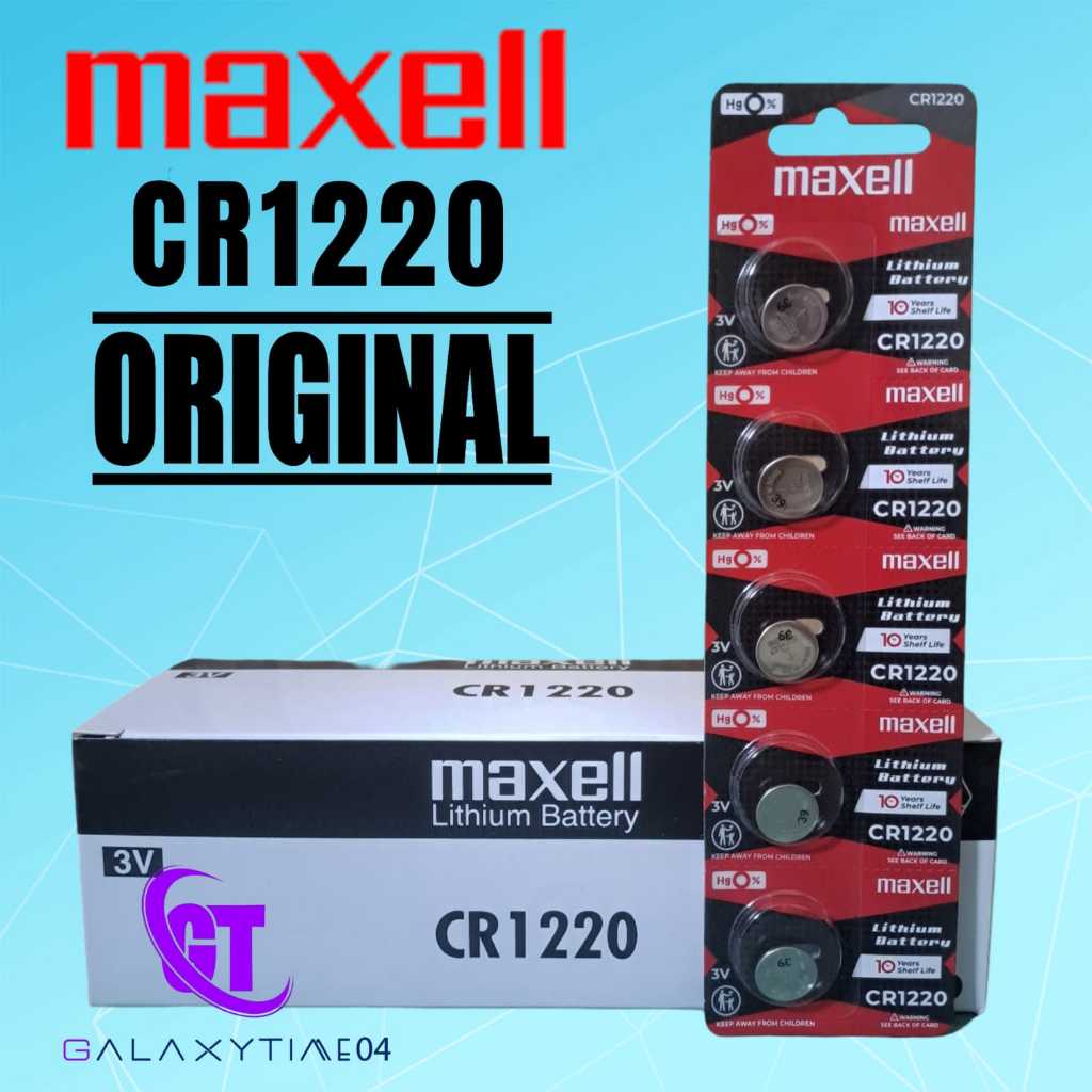 Jual Baterai CR1220 Maxell Original Lithium Battery 3V / Batrai Maxell CR1220 Original / Batrei ...
