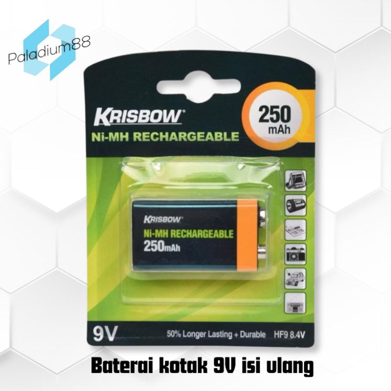 Jual Krisbow Baterai Kotak 9V 250 Mah Batre Isi Ulang Mic Wireless ...