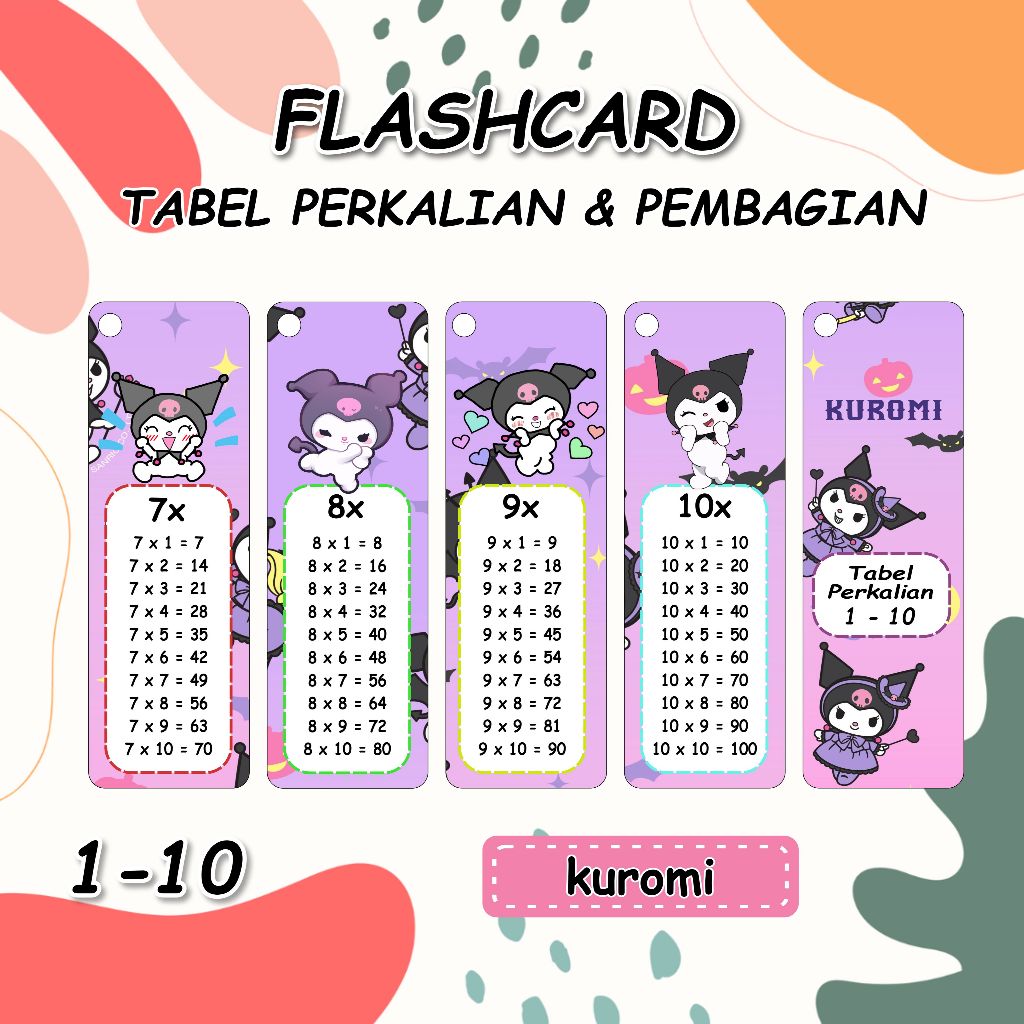 Jual Flash Card Matematika Kuromi perkalian pembagian penjumlahan ...