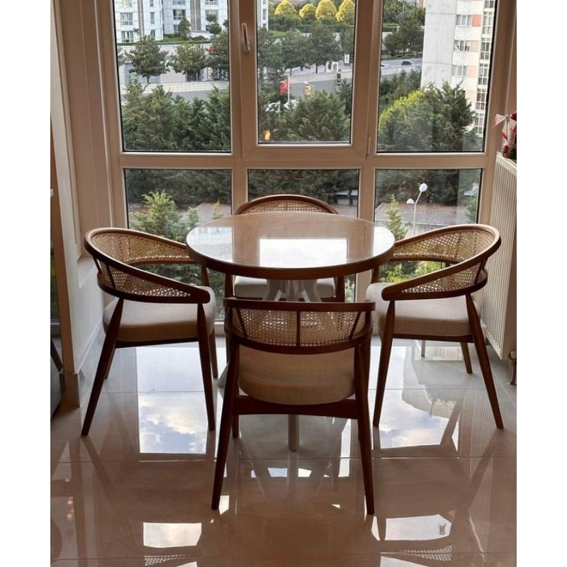 Jual set meja makan rotan kursi himalaya set kursi makan kursi rotan retro minimalis | Shopee ...