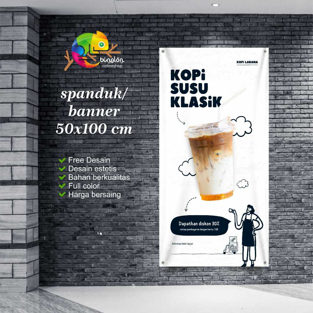 Jual Cetak Spanduk Banner Putih dan Hitam Minimalis Minuman Kopi ...