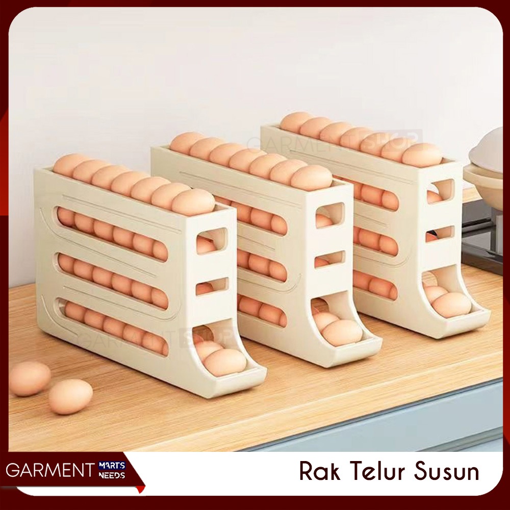 Jual Rak Telur 4 Tingkat Bergulir Otomatis Tempat Dispenser Penyimpanan ...