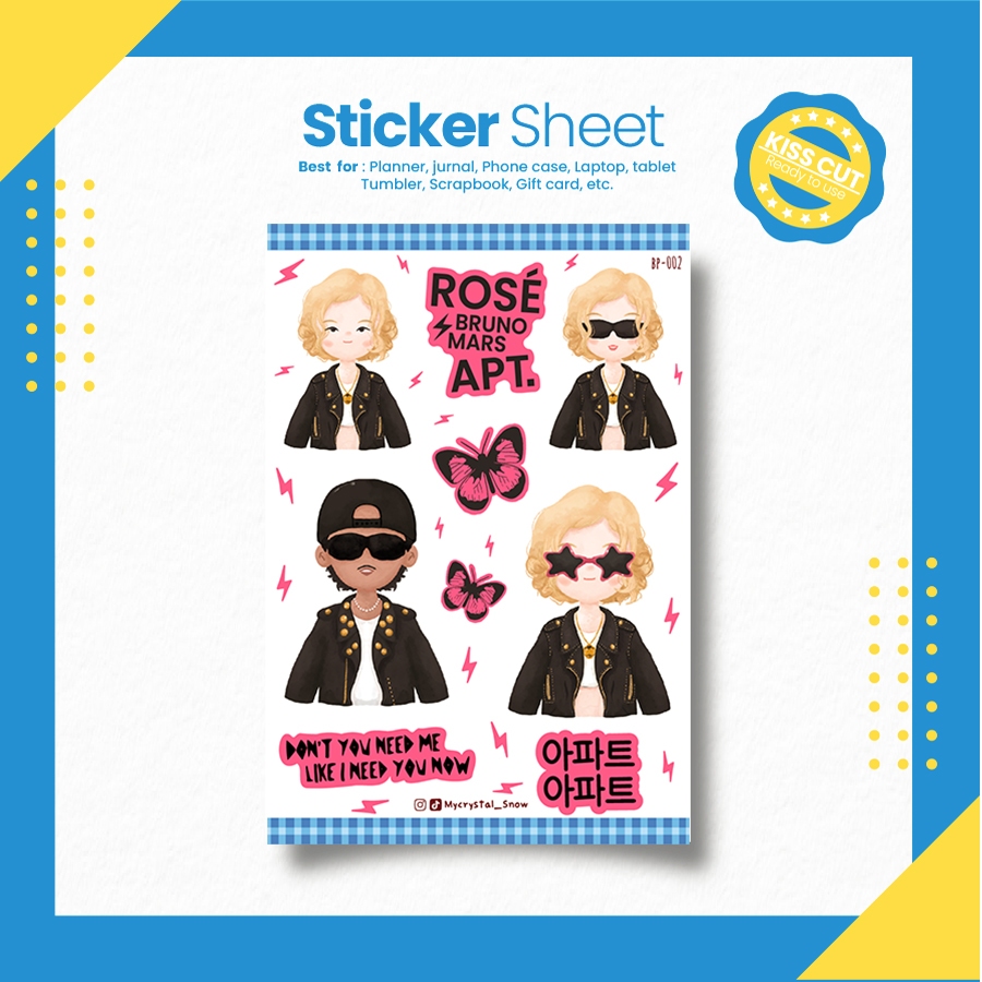 Jual Sticker Kpop Blackpink Rose & Bruno APT Sticker Sheet [BP-002 ...