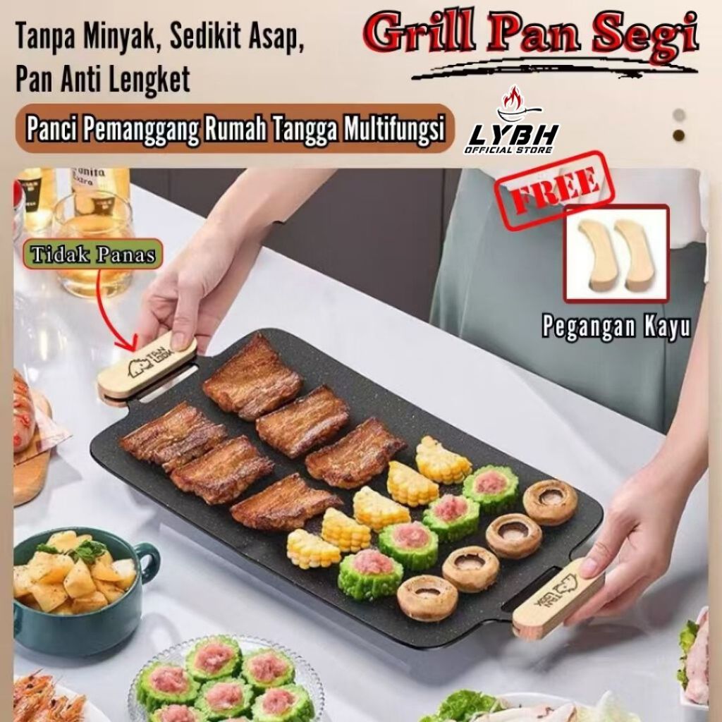 Jual Grill pan/Panci Panggangan Persegi 25 Cm/Panci Panggangan Anti ...