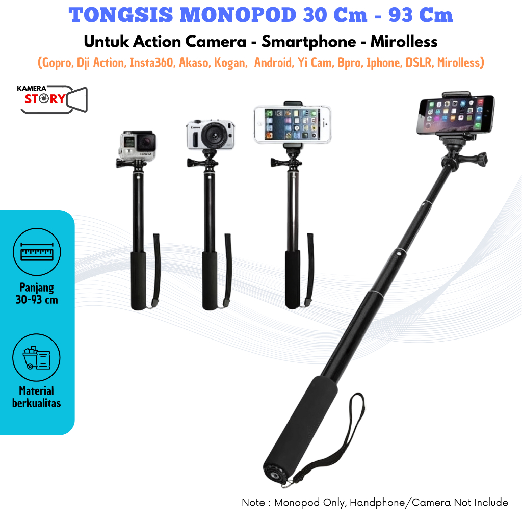 Jual Monopod Tongsis Stik Selfie Universal For Action Cam Camera Gopro / Yi Cam / Bpro / Dji ...