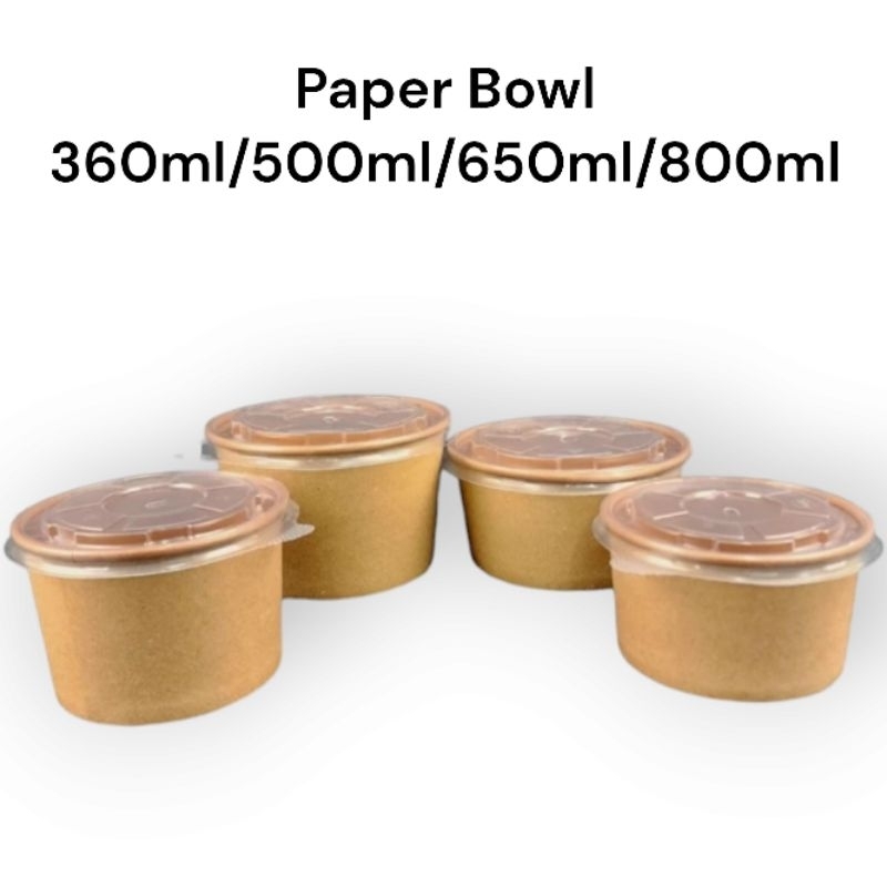 Jual Paper Bowl Kraft, Paper Bowl Putih 360 ml, 500 ml, 650 ml dan 800 ...