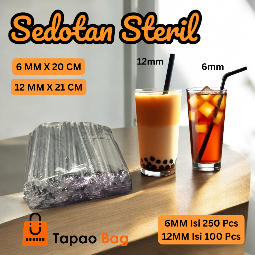 Jual Sedotan Plastik Lancip Hitam 6mm x 20cm | 12mm x 21cm | Sedotan ...