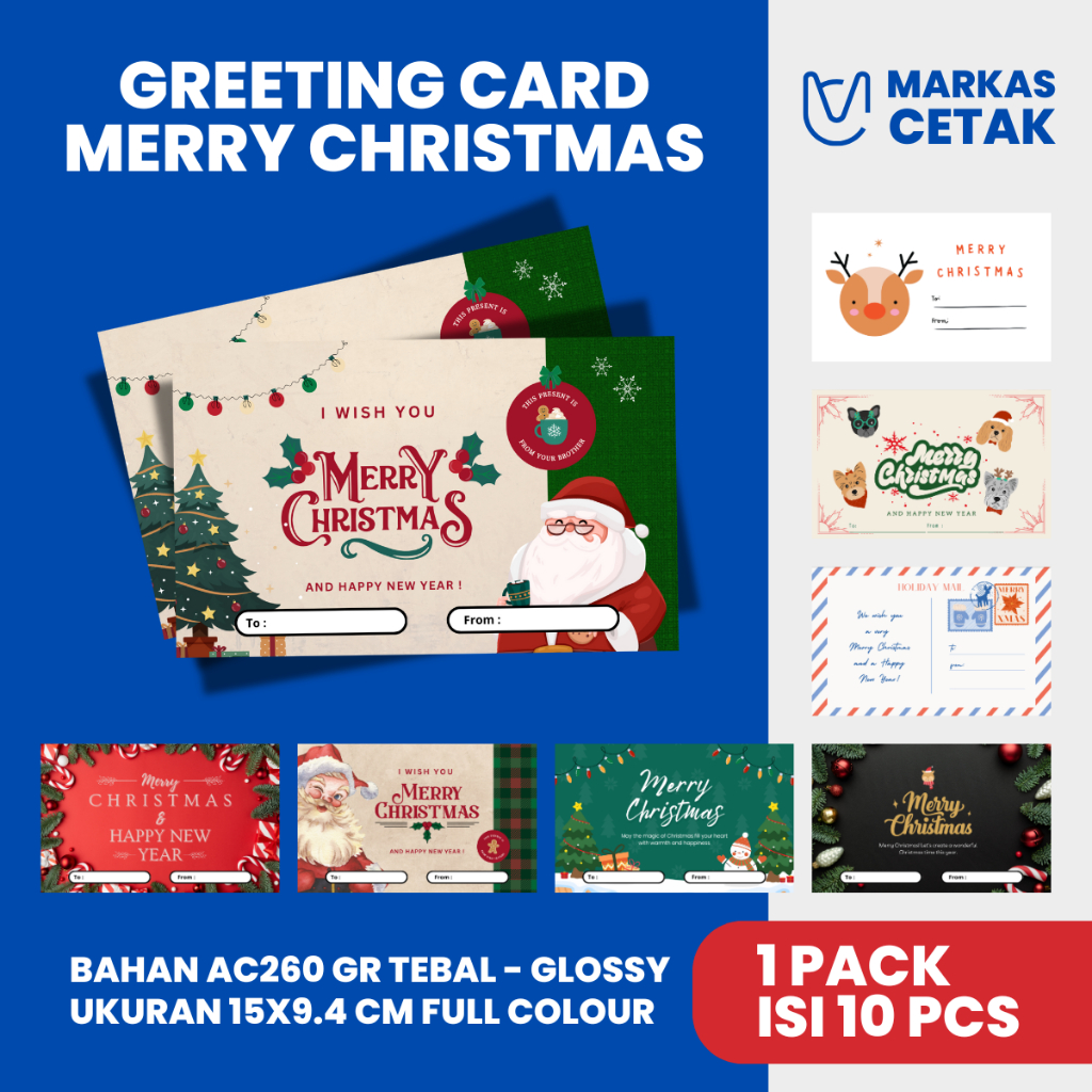 Jual [10 PCS] GREETING CARD NATAL - kartu ucapan natal Merry Christmas ...
