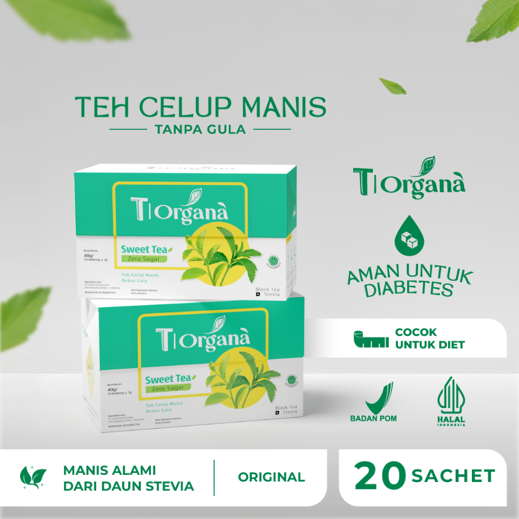 Jual T|Organa - Teh Stevia Teh Manis Tanpa Gula Bundle 2 Box Isi 20 ...