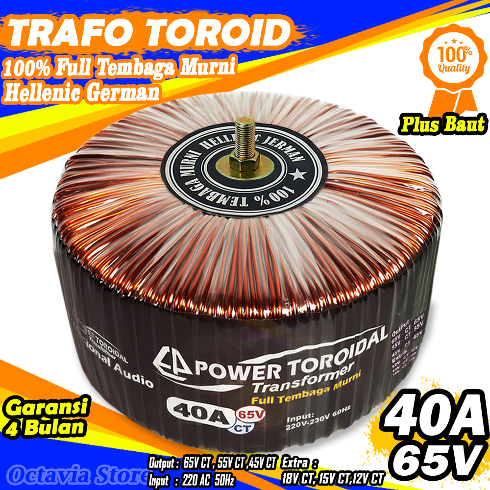 Jual Trafo Toroid 40A CT 65V 55V 45V | Trafo Donat 40A (Murni) CT 65V 55V 45V 100% Full Tembaga ...