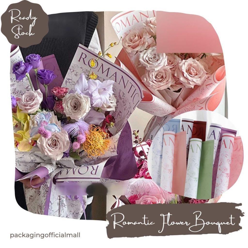 Jual ROMANTIC FLOWER BOUQUET / CELLOPHANE / FLORIST PAPER / KERTAS ...