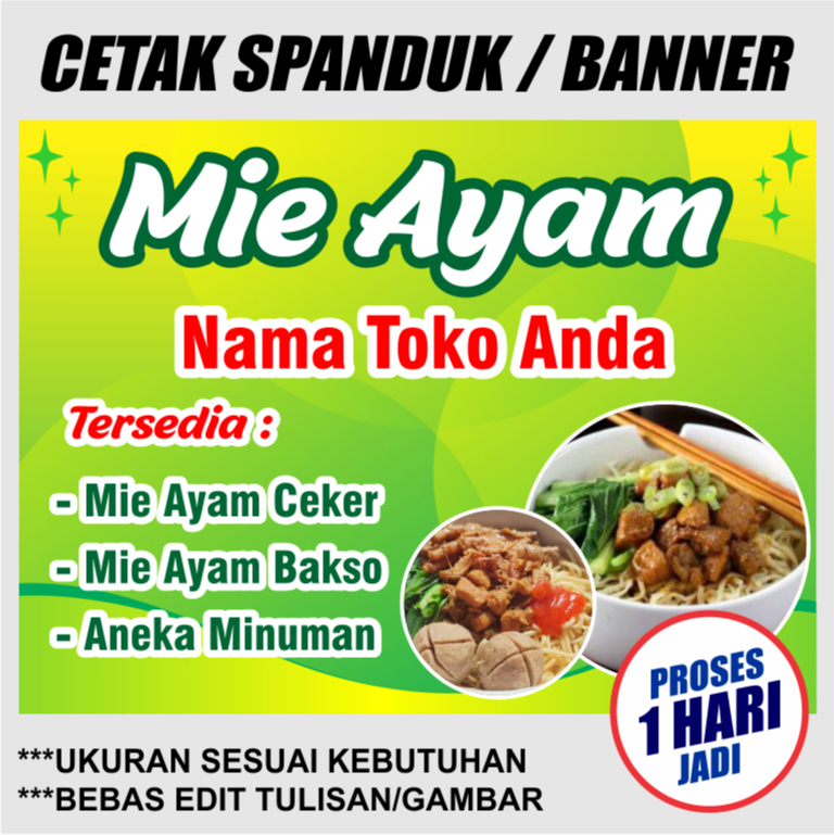 Jual spanduk banner mie ayam benner baliho mie ayam custom | Shopee ...