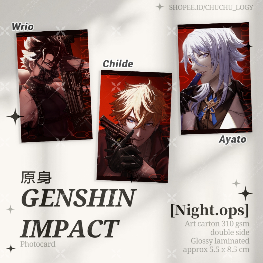 Jual Genshin Impact [Night ops] childe ayato wriothesley Photocard ...