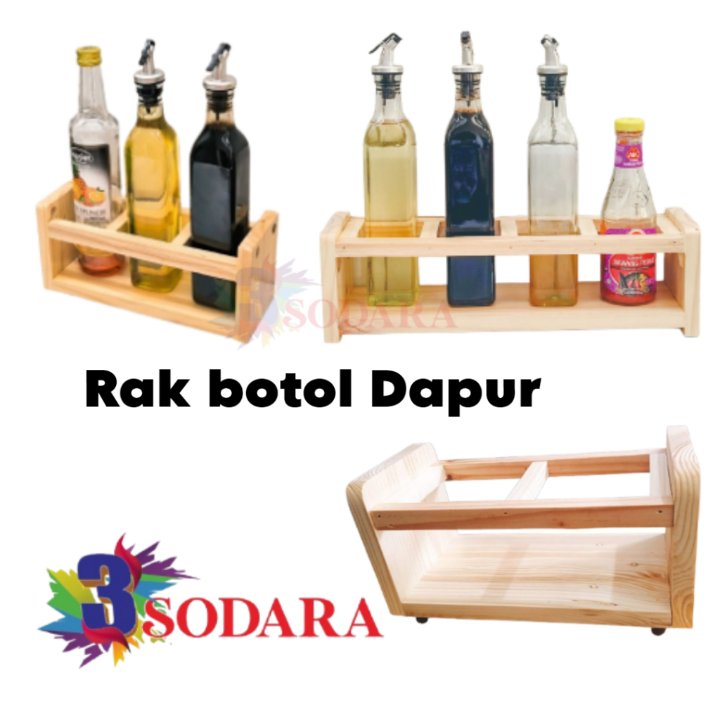 Jual Rak Botol Dapur Kayu Estetik Serbaguna Rak Sekat Rak Sirup Rak ...