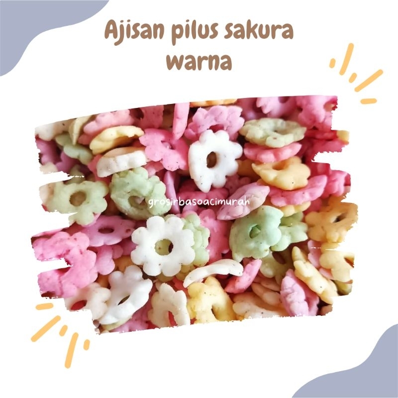 Jual Pilus Sakura Warna Warni Ajisan 250gram Snack Jadul Kembang Ribut ...