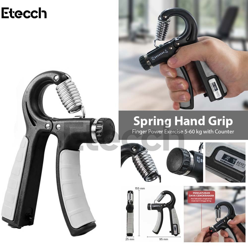 Jual Spring Hand Grip Finger Power Exercise 5-60 kg with Counter ...