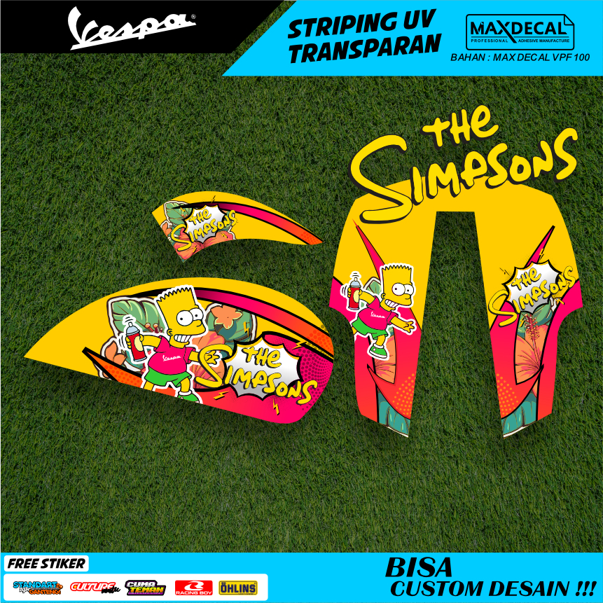 Jual striping sticker Vespa matic transparan racing minimalis merah ...