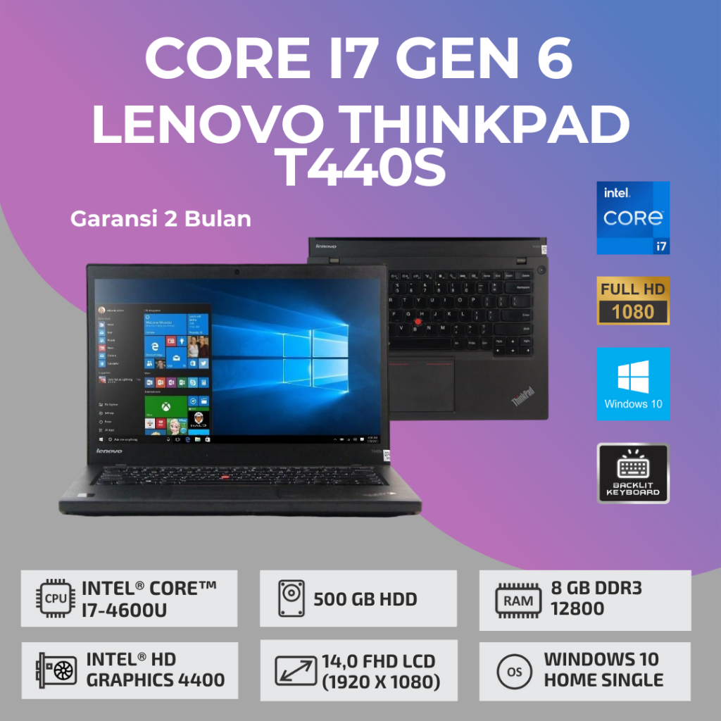 Jual Lenovo ThinkPad T440s with Intel i7-4600U / 8GB RAM DDR 3 ...