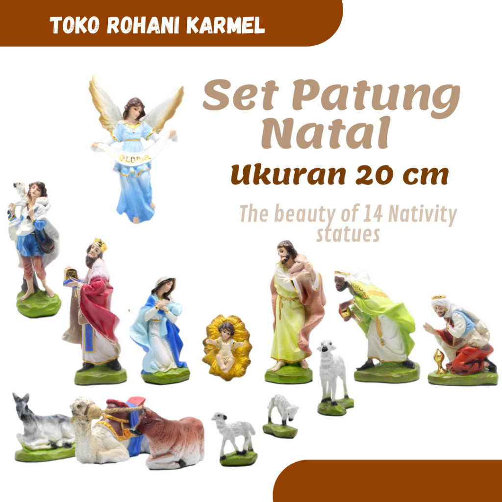 Jual SET PATUNG NATAL 20 CM / HADIAH NATAL / NATIVITY SCANE / PATUNG ...